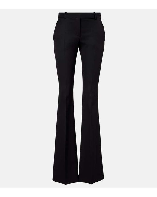 McQueen Low-Rise Wool Flared Pants in Blue | Lyst UK