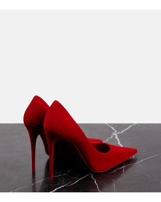 Christian Louboutin Kate Max 100 Suede Pumps in Red | Lyst