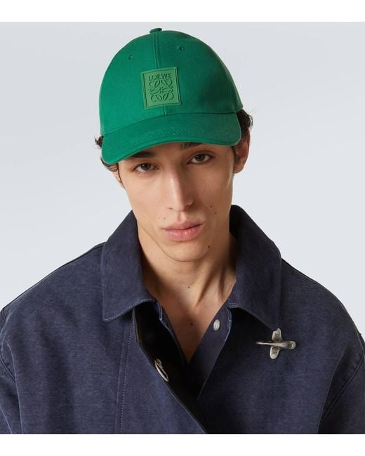 Loewe Anagram Canvas Baseball Cap in Green for Men | Lyst UK