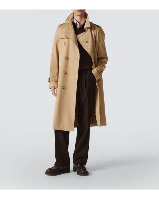 Burberry Cotton Gabardine Trench Coat in Natural for Men | Lyst