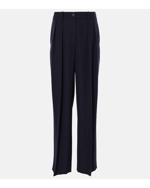 The Row Igor Low-Rise Wool Wide-Leg Pants in Blue | Lyst