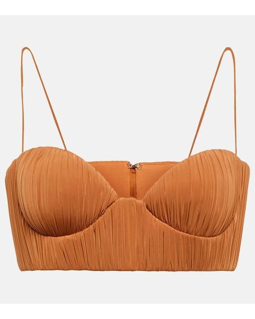 Alex Perry Preston Ruched Top in Brown | Lyst UK