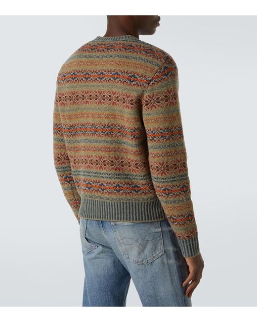 RRL Fair Isle Wool Sweater in Brown for Men | Lyst