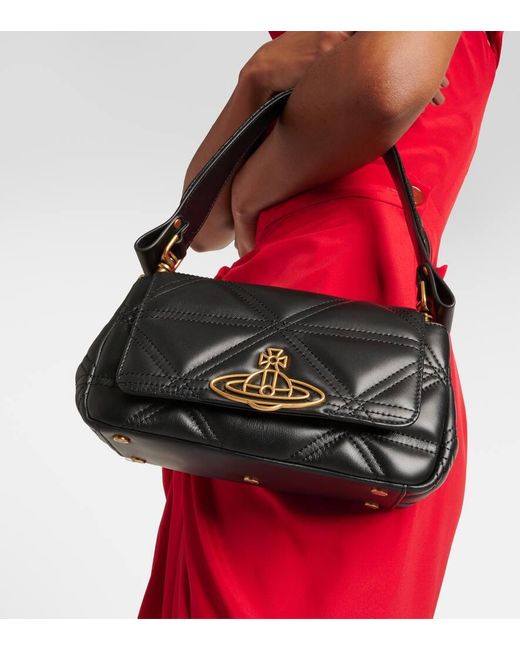 Vivienne Westwood Hazel Medium Quilted Leather Shoulder Bag in Black | Lyst