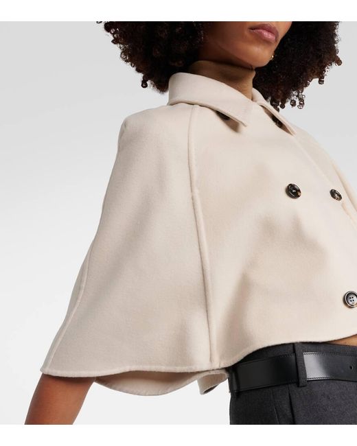 Max Mara Volume Wool And Cashmere Cape in Natural | Lyst