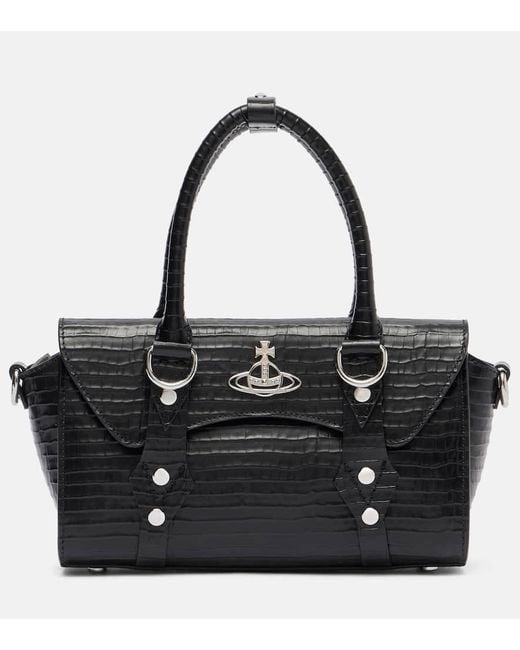 Vivienne Westwood Bettina Mini Croc-Effect Leather Tote Bag in Black | Lyst