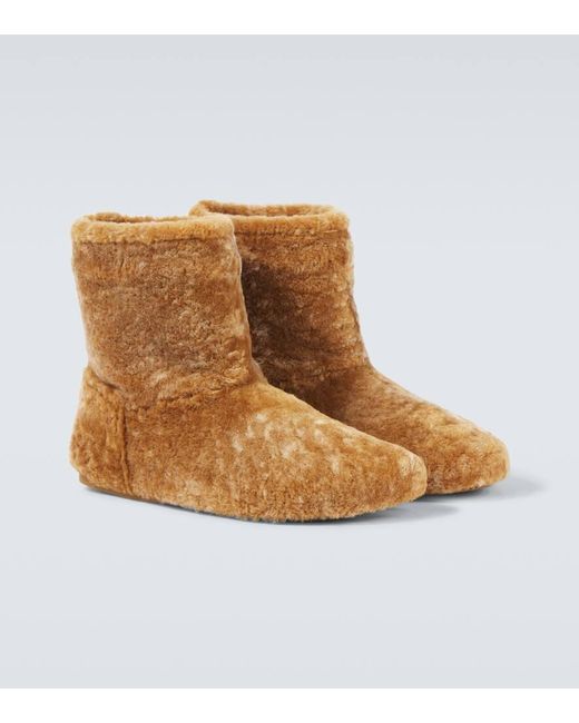 Loewe Lago Shearling Ankle Boots in Brown for Men | Lyst