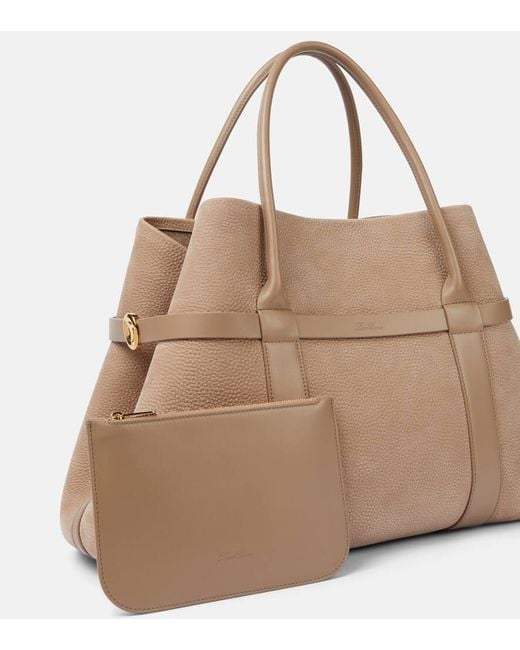 Loro Piana Ghiera Large Leather Tote Bag in Natural | Lyst
