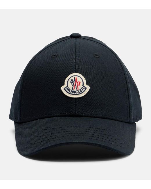 Moncler Logo Cotton Baseball Cap in Blue | Lyst UK