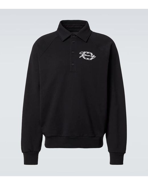 Givenchy Logo Cotton Fleece Polo Sweater in Black for Men | Lyst