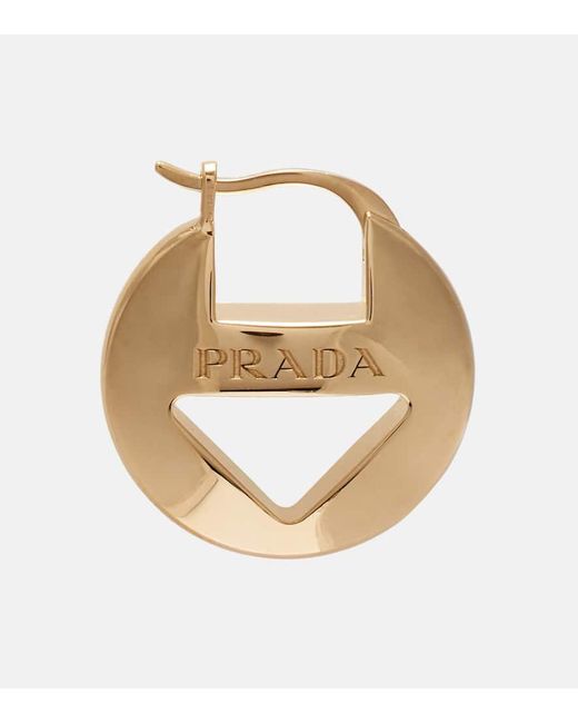 Prada Cutout Logo Earrings in Metallic | Lyst