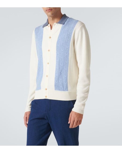 King & Tuckfield Paneled Wool Cardigan in Blue for Men | Lyst