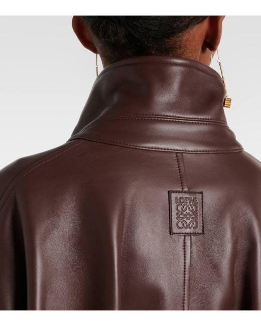 Loewe Balloon Leather Jacket in Brown | Lyst
