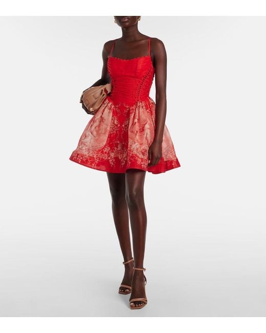 Zimmermann Rebellion Linen And Silk Minidress in Red | Lyst