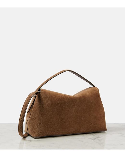 TOTEME T-Lock Suede Tote Bag in Brown | Lyst
