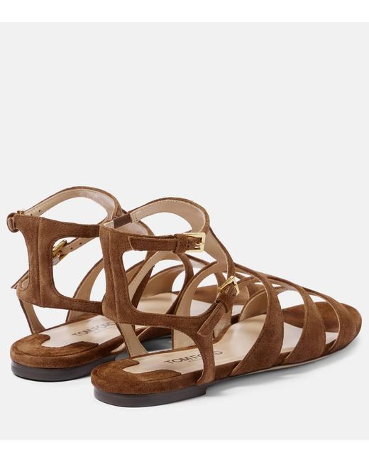 Tom Ford Paradis Suede Sandals in Brown | Lyst