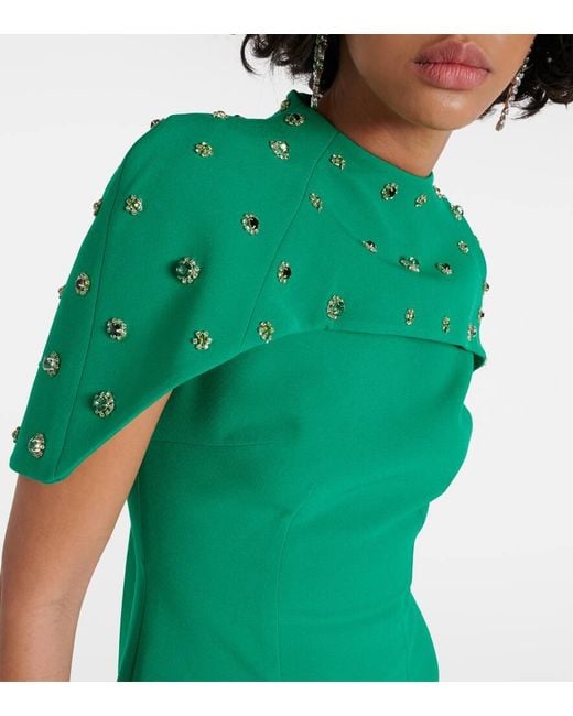 Safiyaa Kalika Embellished Caped Crepe Gown in Green | Lyst