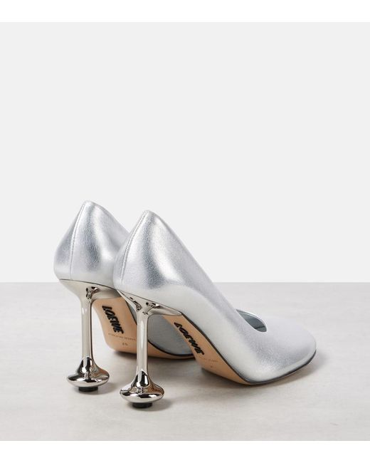 Loewe Toy Metallic Leather Pumps in White | Lyst