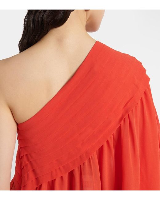 FARM Rio Floral-Applique One-Shoulder Top in Red | Lyst