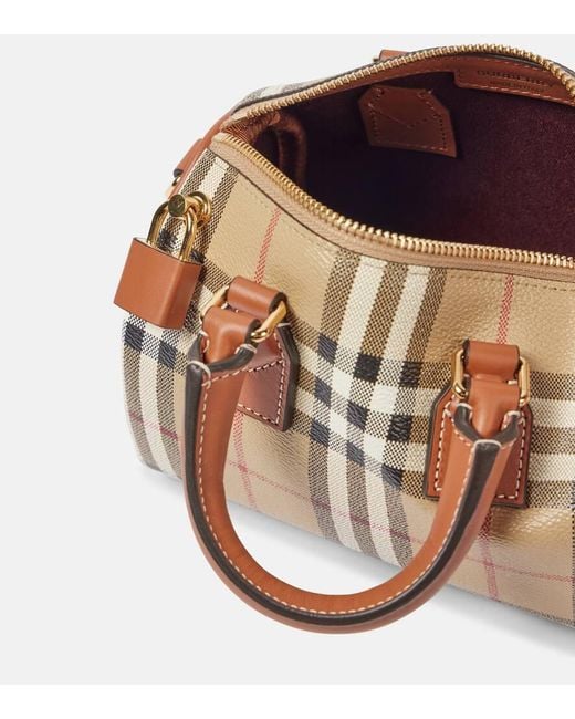 Burberry Check Mini Tote Bag in Brown | Lyst