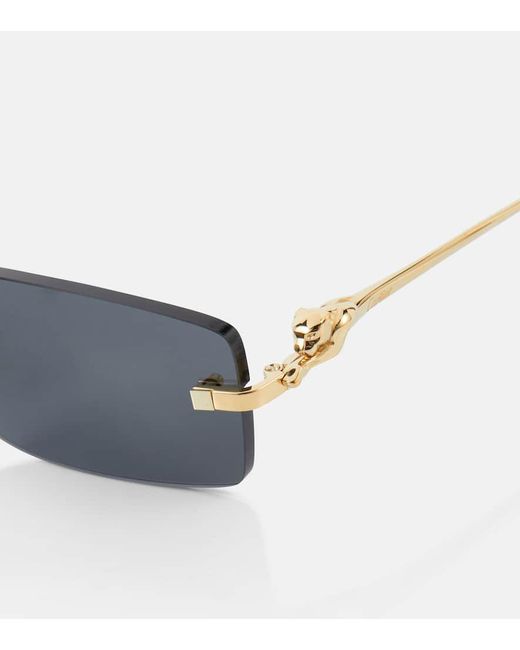 Cartier Panthere De Cartier Rectangular Sunglasses in Blue | Lyst