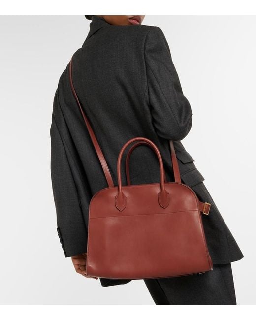 The Row Soft Margaux 12 Leather Tote Bag in Red | Lyst