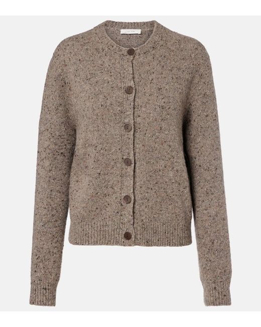 The Row Mauino Cashmere Tweed Cardigan in Brown | Lyst