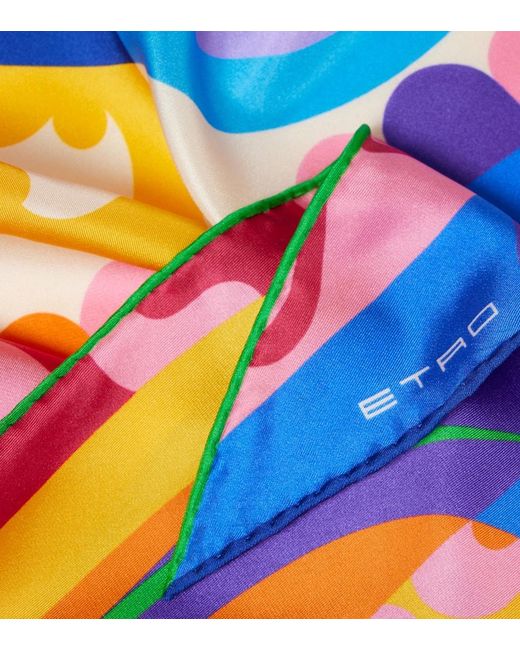 Etro Printed Silk Twill Scarf in Blue | Lyst UK