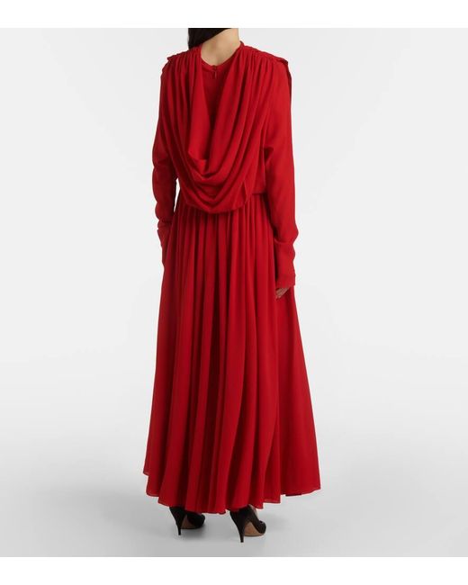 The Row Erald Draped Silk-Blend Gown in Red | Lyst