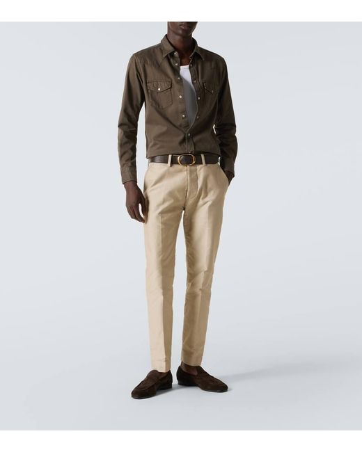 Tom Ford Cotton Twill Western Shirt in Green for Men | Lyst