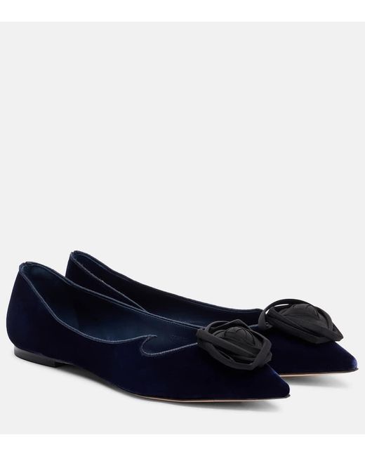 Roger Vivier Rose Vivier Velvet Ballet Flats in Blue | Lyst UK
