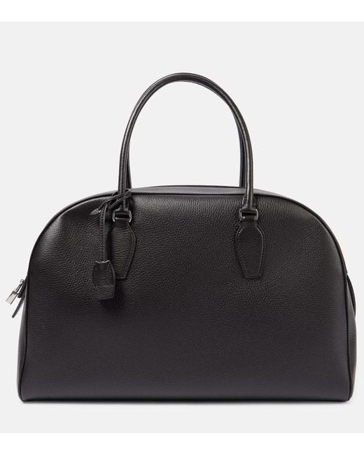 The Row India 15.75 Large Leather Tote Bag in Black | Lyst