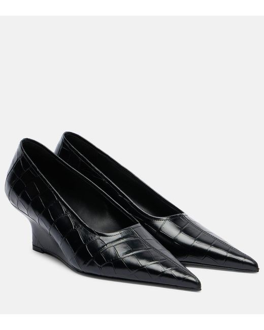 TOTEME Croc-Effect Leather Wedges in Black | Lyst UK