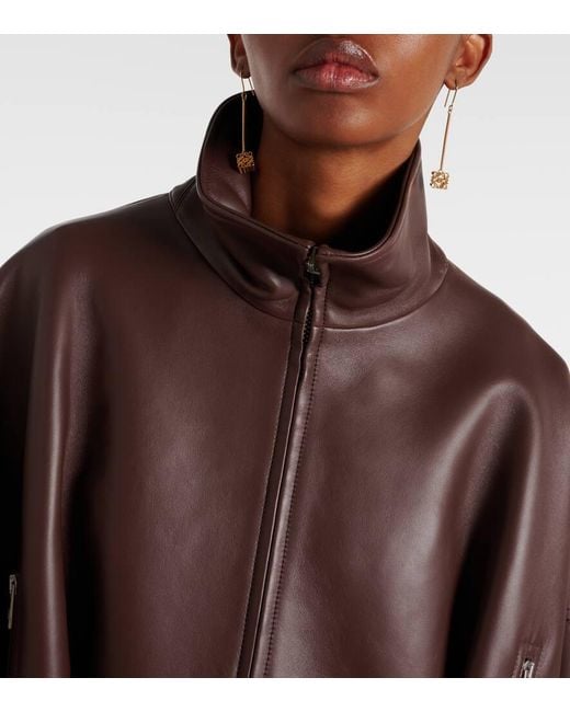Loewe Balloon Leather Jacket in Brown | Lyst