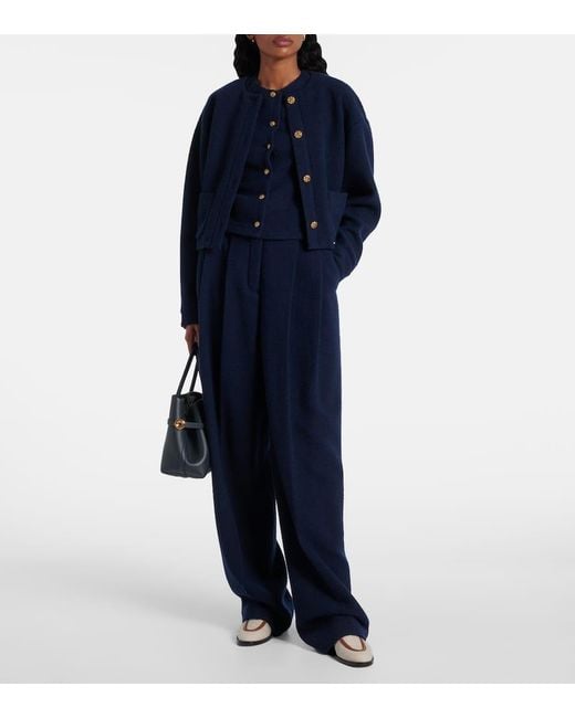 Loro Piana Cashmere And Wool Boucle Jacket in Blue | Lyst