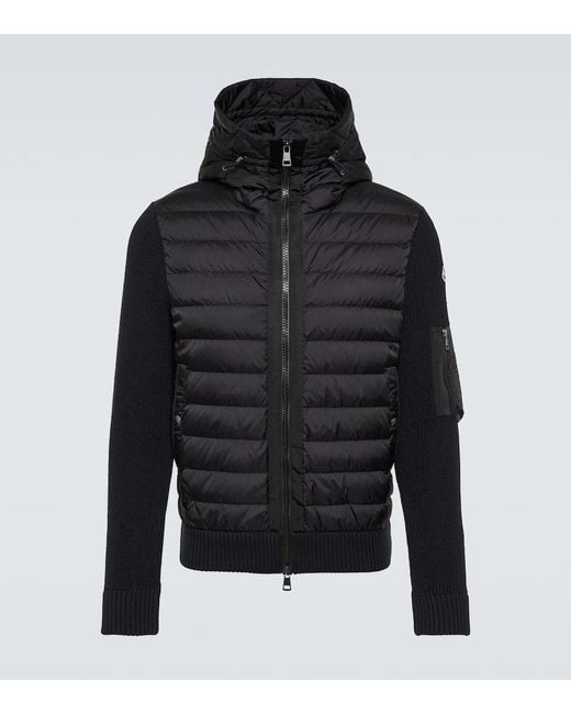 Moncler Down Paneled Wool Blend Jacket in Black for Men Lyst UK