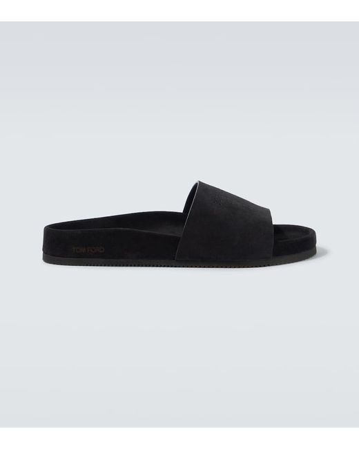 Tom Ford Harris Suede Slides in Black for Men | Lyst