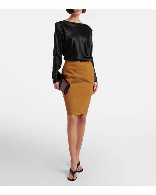 Saint Laurent Opyum 85 Satin Crepe Mules in Black | Lyst