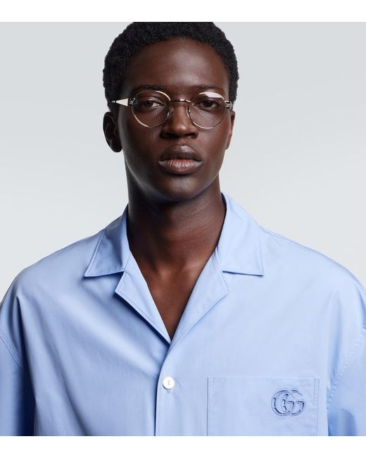 Gucci Round Glasses in Metallic for Men | Lyst UK