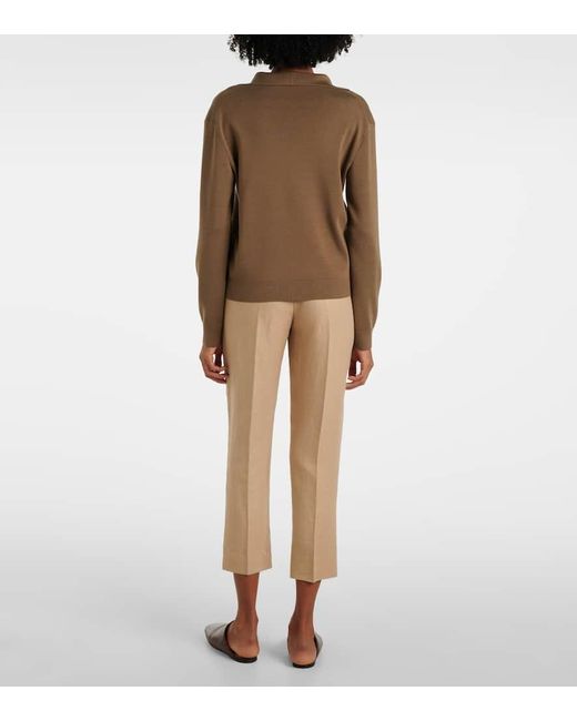 Loro Piana Siena Silk And Cotton Polo Sweater in Brown | Lyst