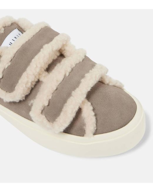 Inuikii Shearling-Trimmed Suede Sneakers in Gray | Lyst