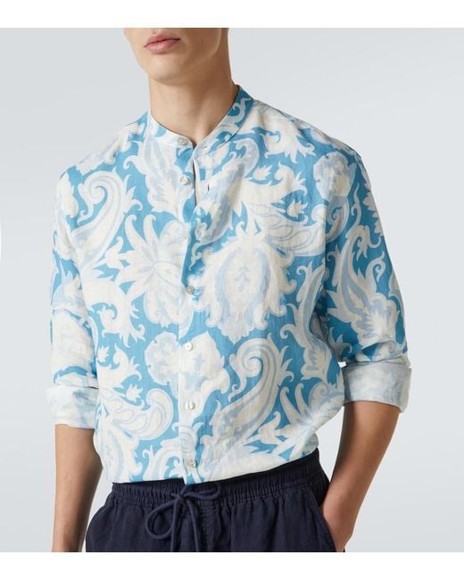 Etro Floral Linen Shirt In Blue For Men Lyst etro-floral-linen-shirt-in-blue-for-men-lyst