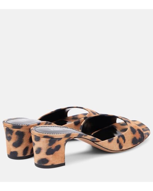 Paris Texas Lara Leopard-Print Suede Mules in Brown | Lyst