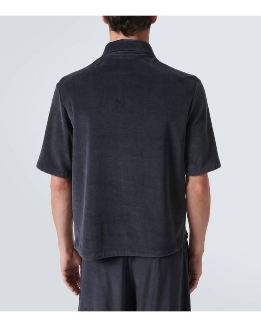 Loro Piana Murano Cotton And Silk Velour Polo Shirt in Black for Men | Lyst