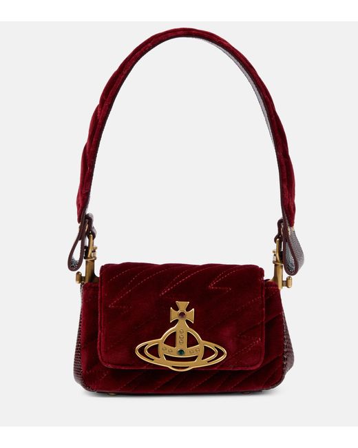 Vivienne Westwood Hazel Small Velvet Shoulder Bag in Red | Lyst