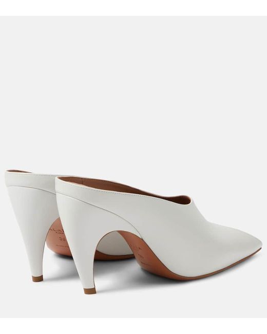 Alaïa Spike Leather Mules In White Lyst