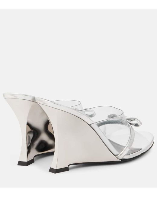 Versace Gianni Ribbon 95 Pvc Wedge Mules in White | Lyst