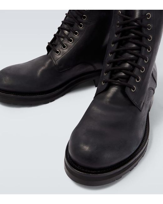 The Row Leather Combat Boots in Black for Men | Lyst