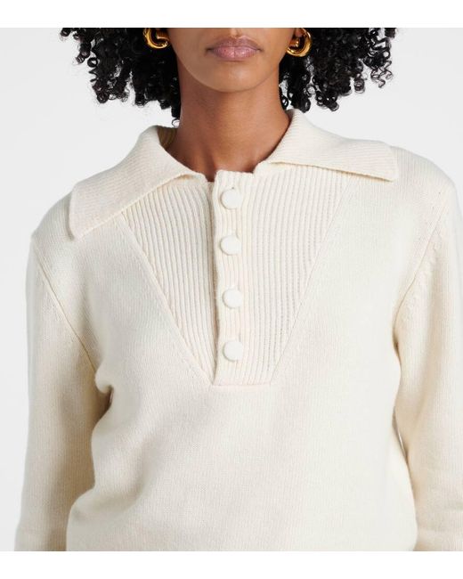 Plan C Wool And Cashmere Polo Sweater in White | Lyst