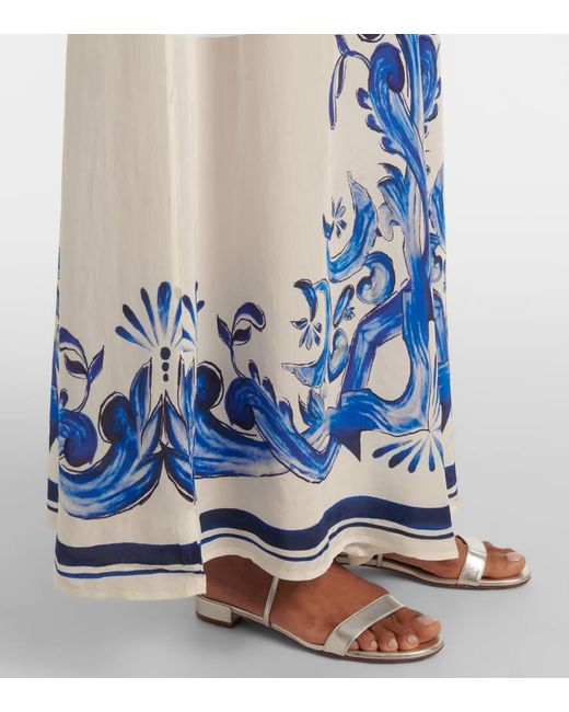 FARM Rio Garden Tiles Wide-leg Pants in Blue | Lyst